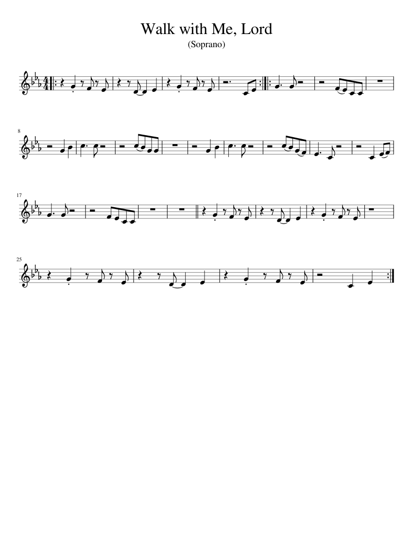 Walk with Me Lord - Soprano Sheet music for Piano (Solo) Easy ...