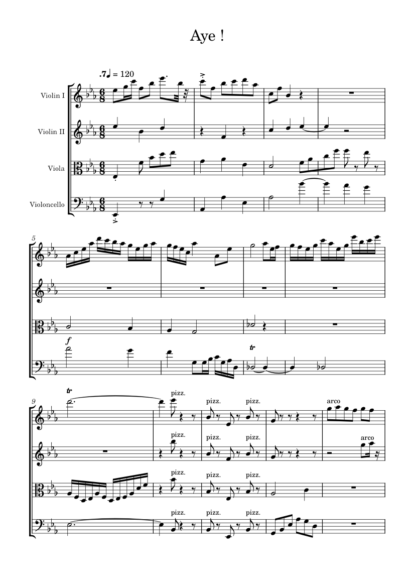 Aye_! Sheet music for Violin, Viola, Cello (String Quartet) | Musescore.com