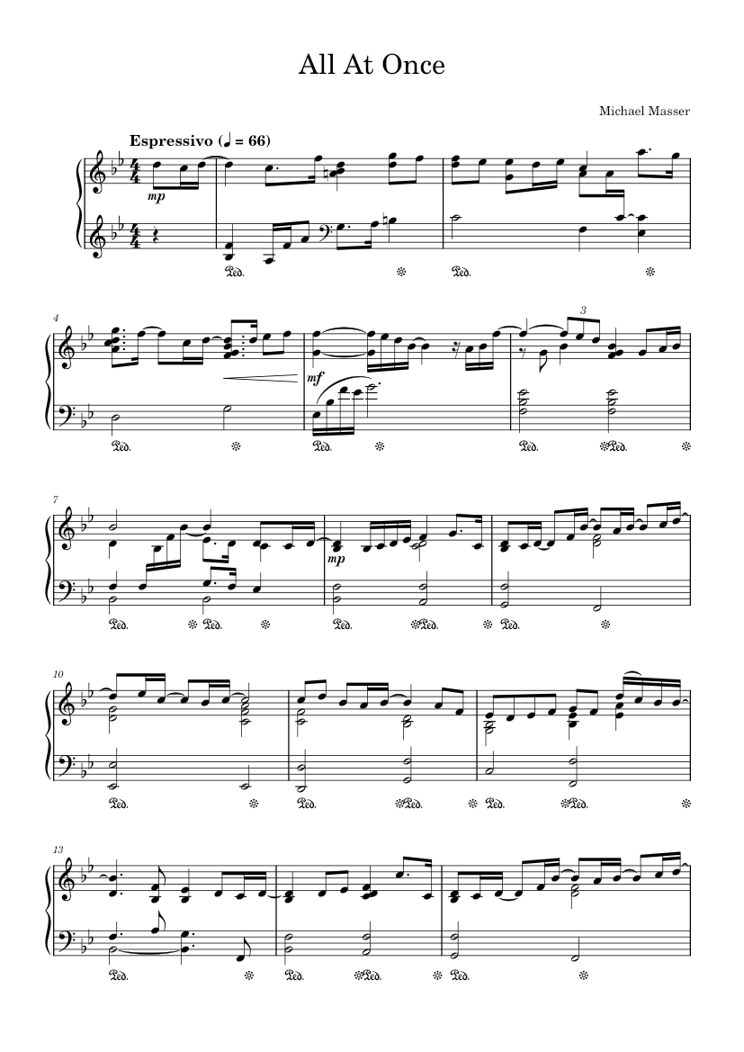 All At Once – Michael Masser Sheet Music for Piano (Solo) | MuseScore.com