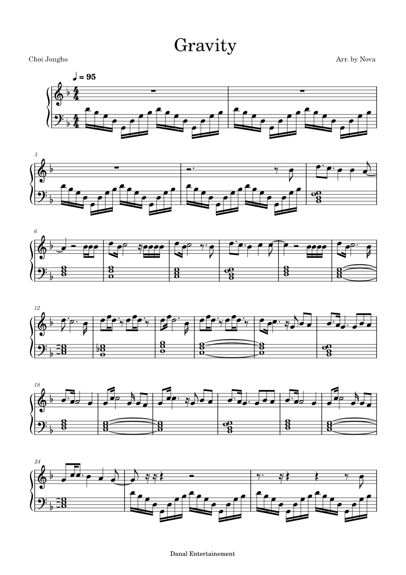 Gravity - Jongho (ATEEZ) Sheet Music for Piano (Solo) | MuseScore.com