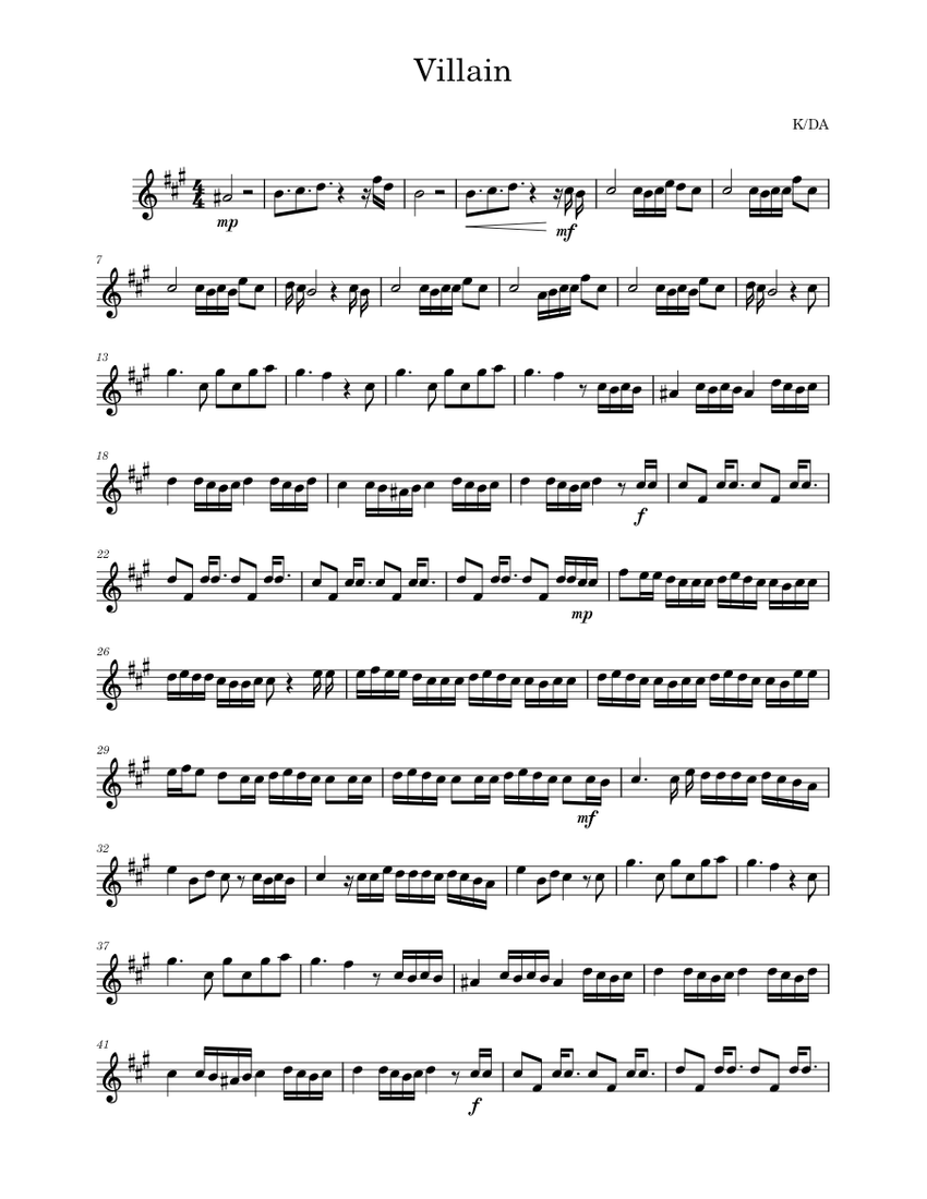 Villain Sheet music for Violin (Solo) | Musescore.com