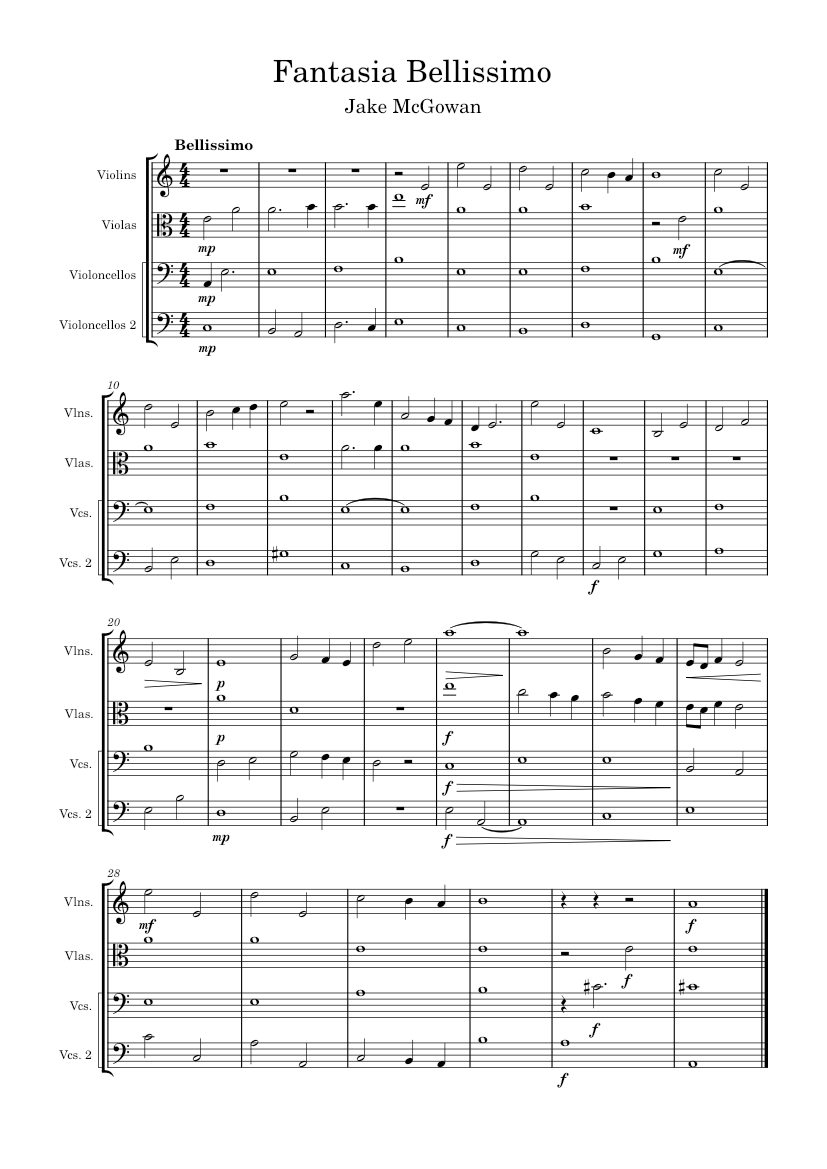 Fantasia Bellissimo Sheet music for Strings group (String Ensemble) | Musescore.com
