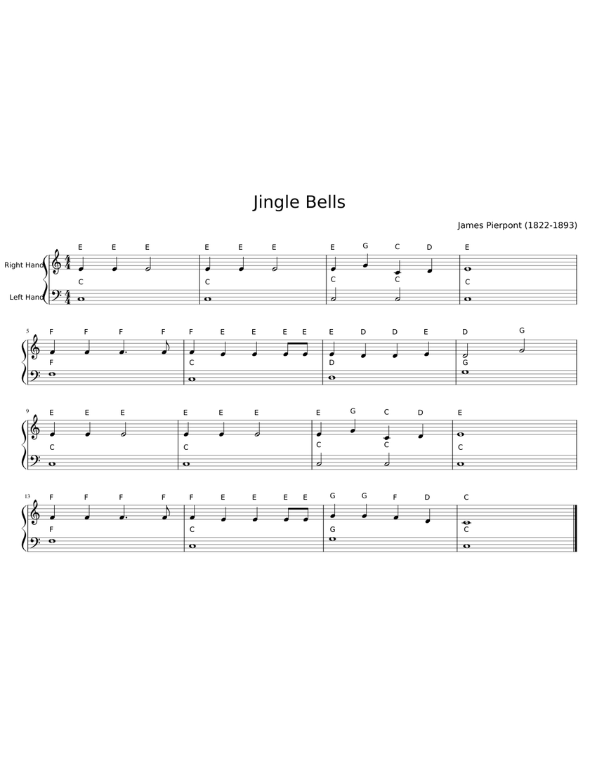 Jingle Bells – James Pierpont Sheet music for Piano (Solo) Easy | Musescore.com
