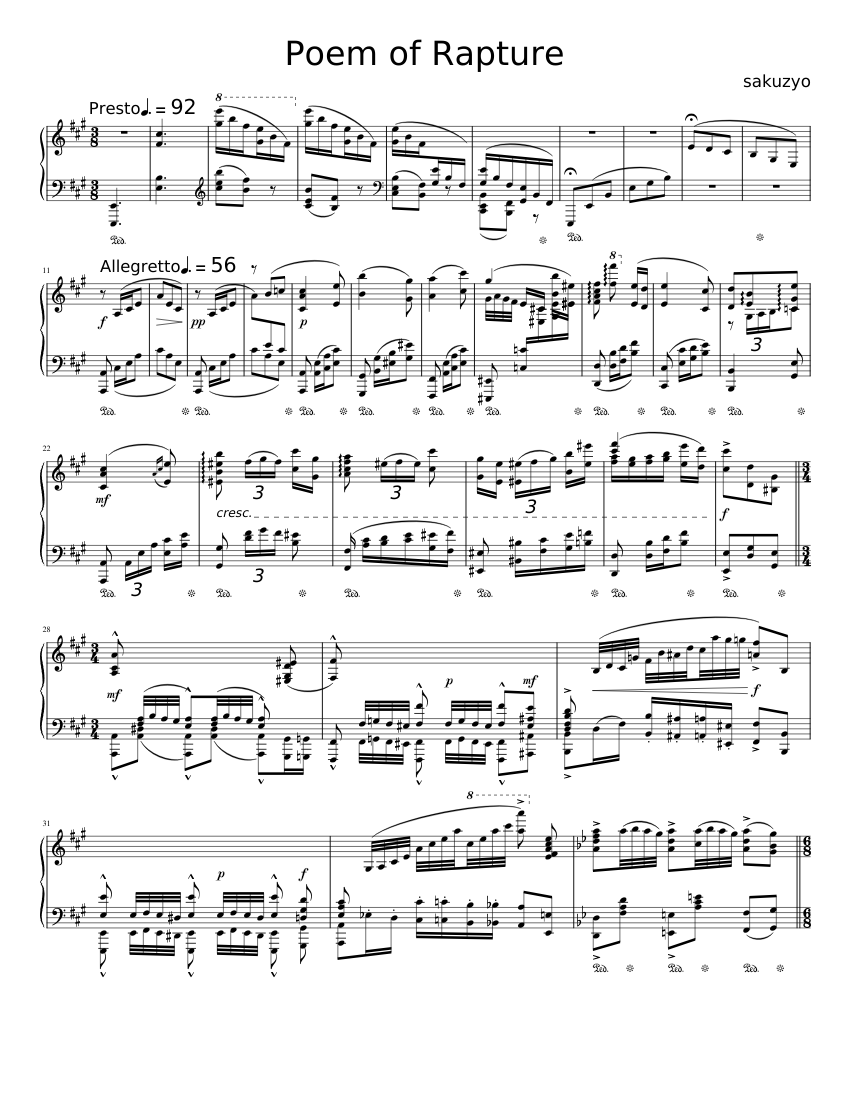Poem of Rapture Sheet music for Piano (Solo) | Musescore.com