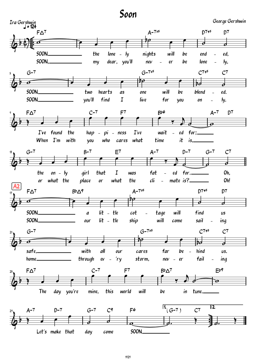 Soon (Lead sheet with lyrics ) Sheet Music with Chords for Piano (Solo ...