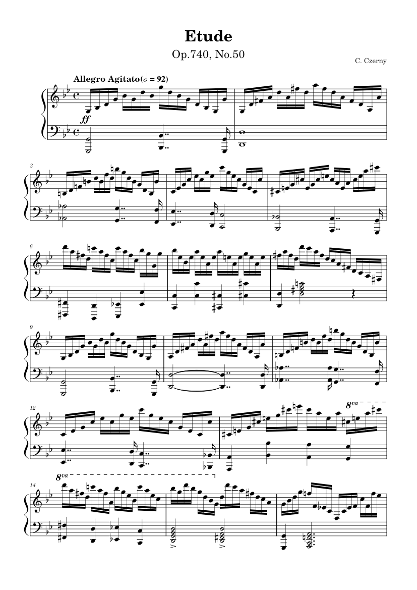 Czerny: Etude in G minor, Op. 740 no. 50 Sheet Music for Piano (Solo) | MuseScore.com