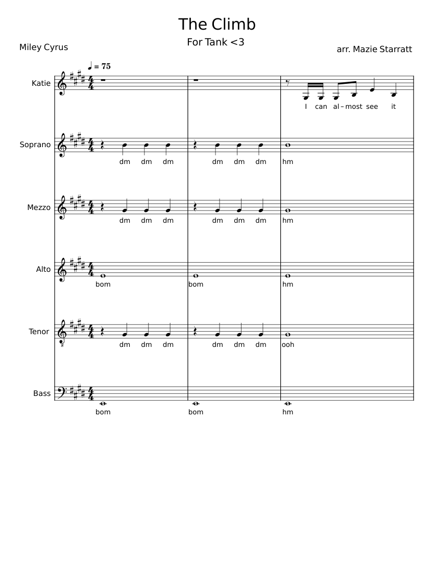 The climb - Miley Cyrus Sheet Music for Bass guitar, Synthesizer (Mixed ...