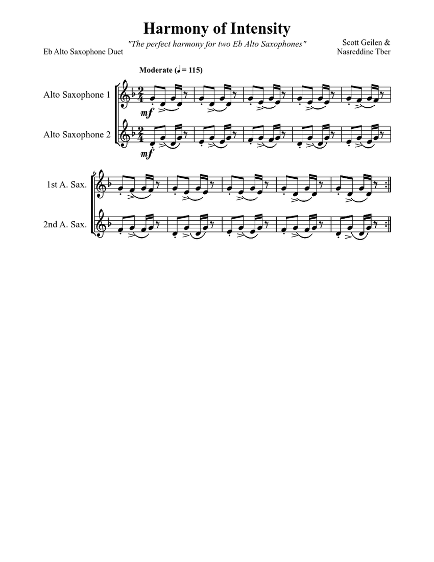 Harmony of Intensity Sheet music for Saxophone (Alto) (Woodwind Duet ...