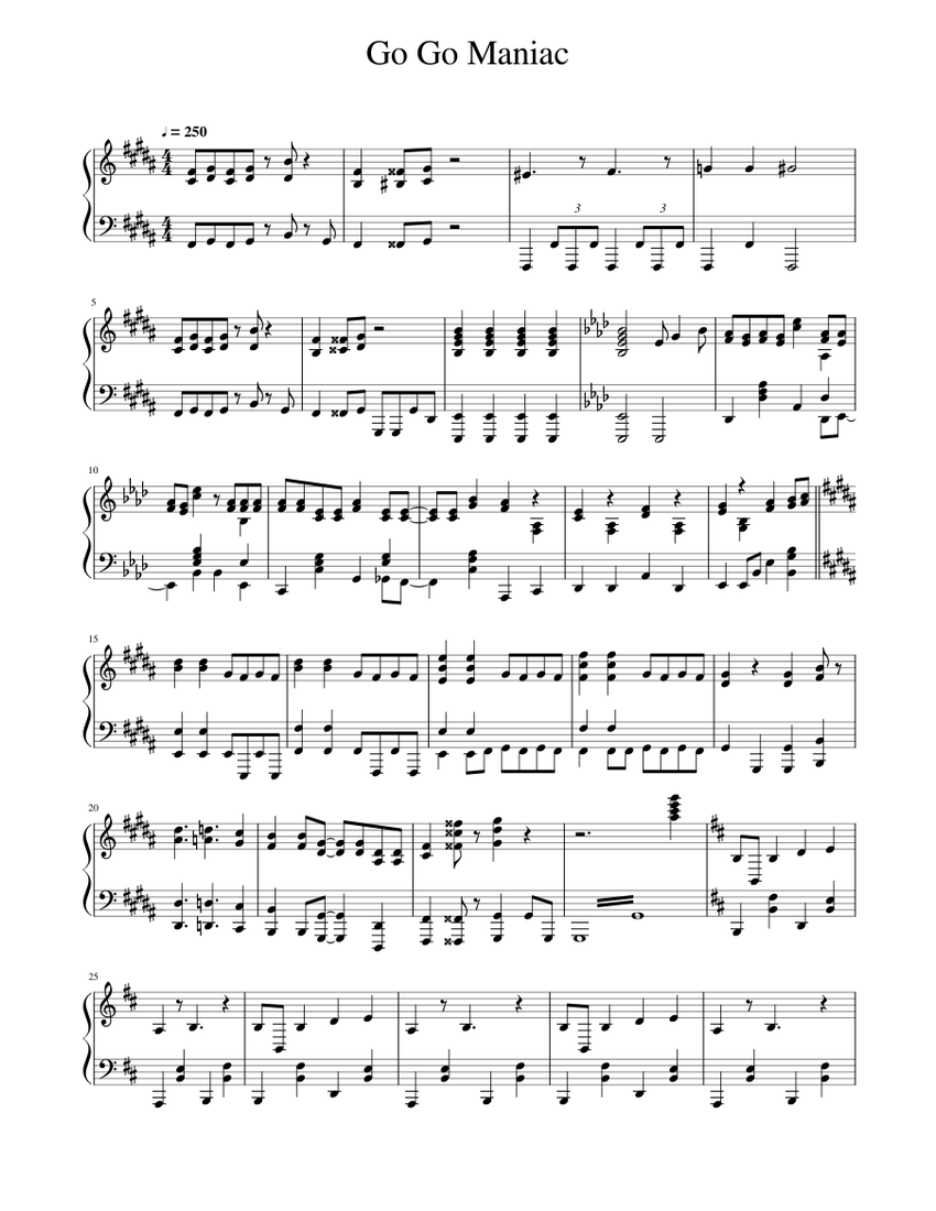 Go Go Maniac Sheet music for Piano (Solo) | Musescore.com