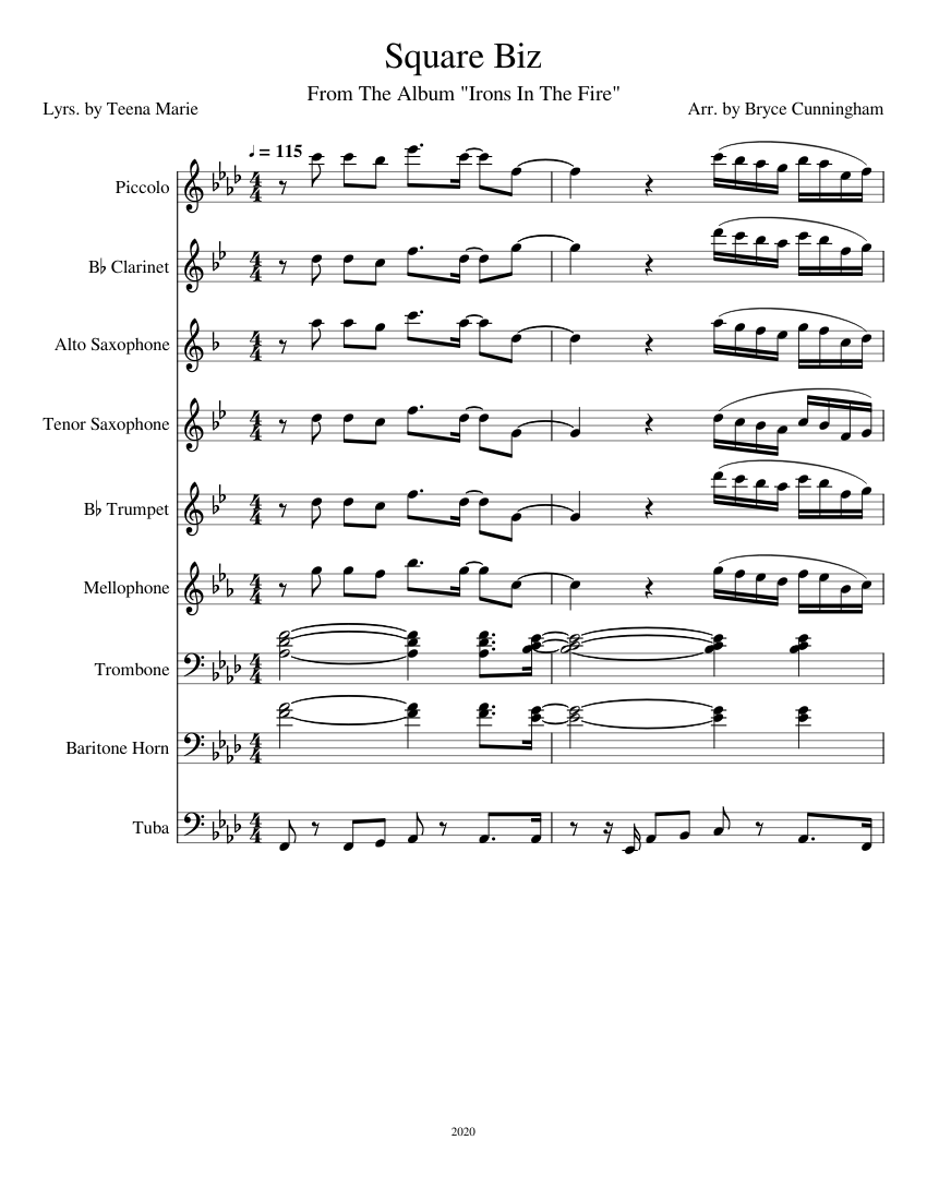 Square Biz Sheet music for Trombone, Tuba, Mellophone, Flute piccolo ...