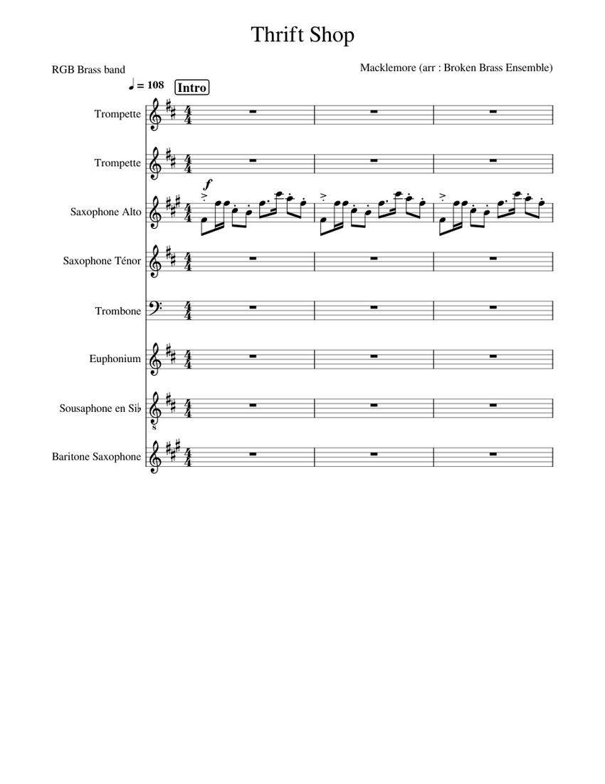 Thrift shop – Macklemore & Ryan Lewis Thrift Shop Sheet music for ...