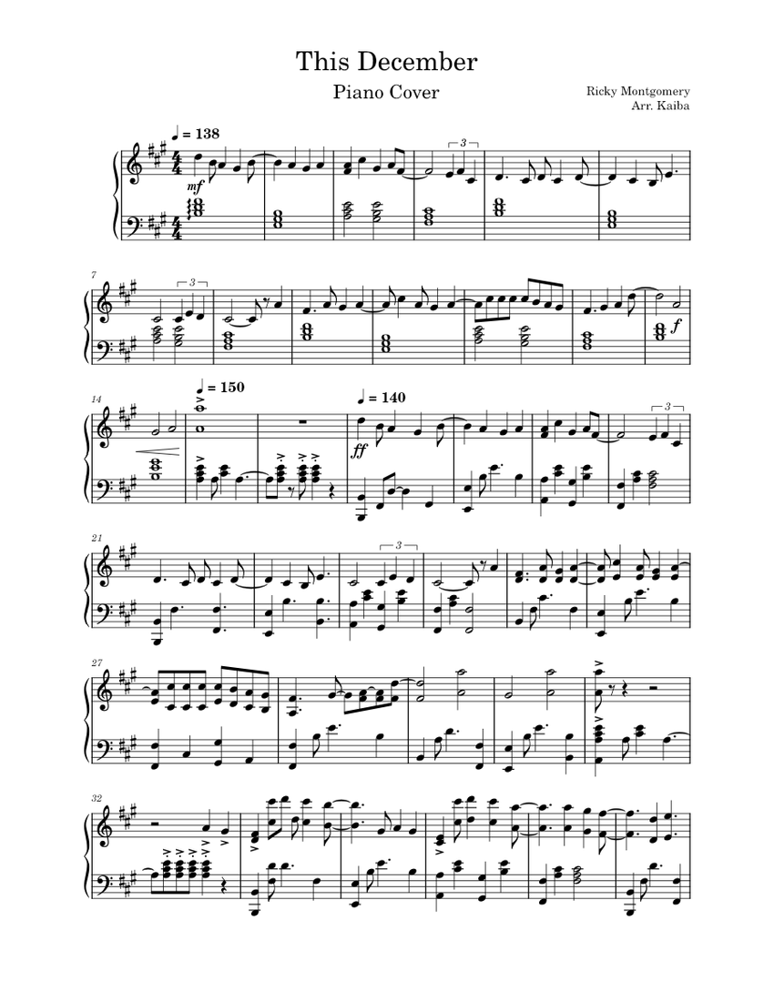 This December – Ricky Montgomery Sheet music for Piano (Solo ...