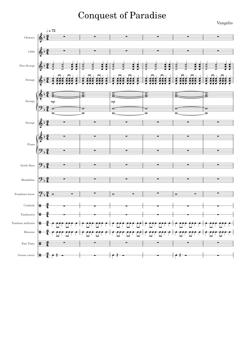 Conquest of Paradise Sheet music for Piano, Alto, Bass voice, Trombone ...