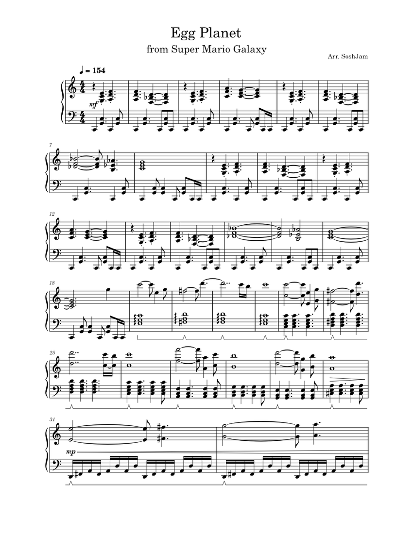 Good Egg Galaxy – Koji Kondo Sheet music for Piano (Solo) | Musescore.com