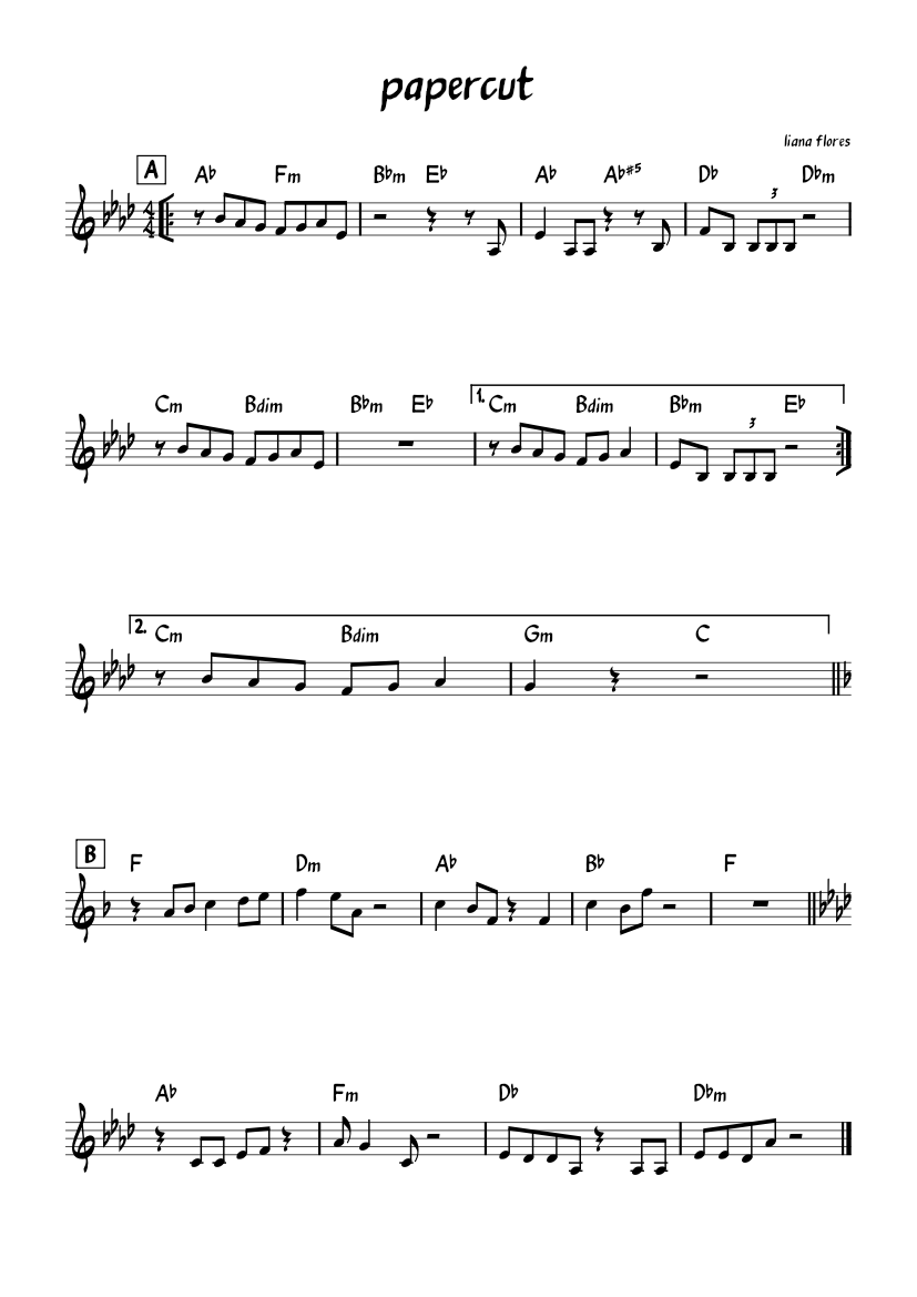 Papercut – Liana Flores Sheet Music for Piano (Solo) Easy | MuseScore.com