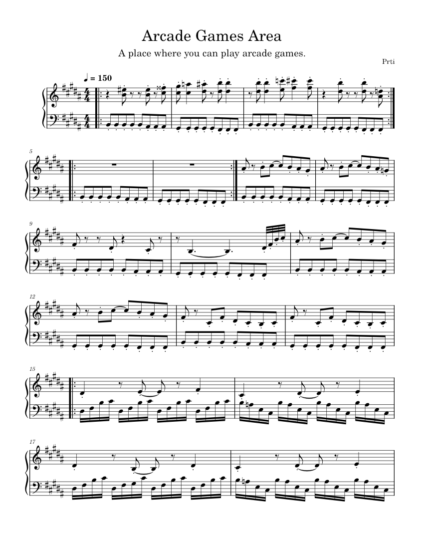 Arcade Games Area Sheet Music for Piano (Solo) | MuseScore.com