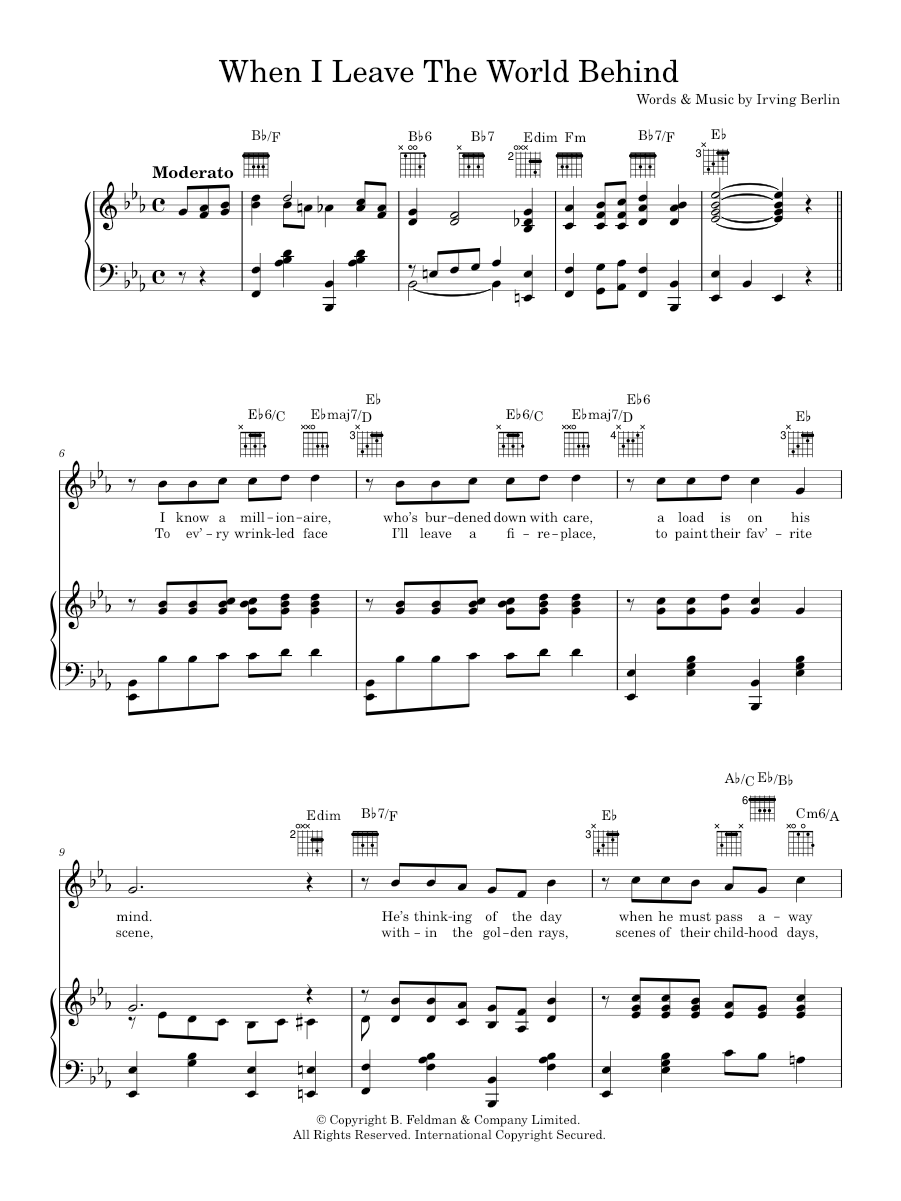 When I Leave The World Behind Sheet music for Piano, Vocals: Music Notes
