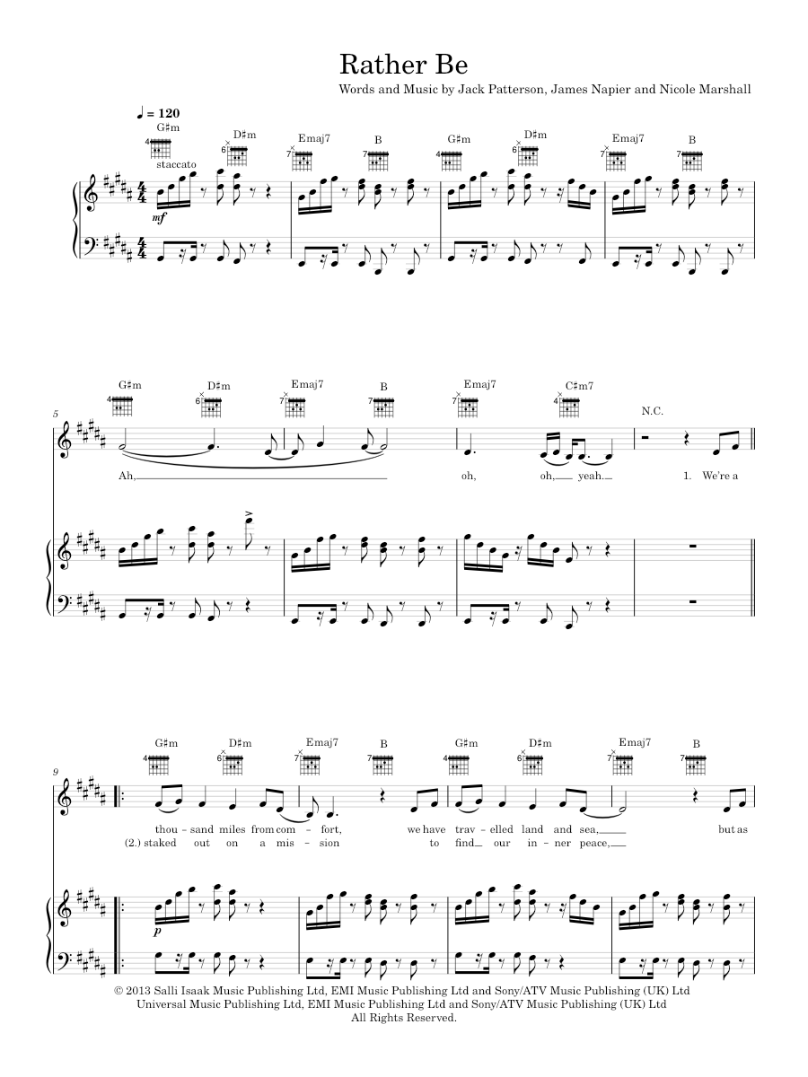 rather be Sheet music for Piano, Vocals by Clean Bandit Official ...
