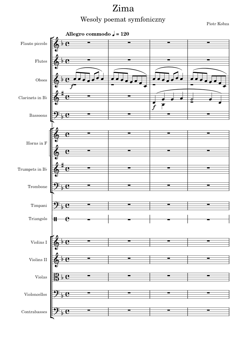 Zima symfonia wesola Sheet music for Trombone, Flute piccolo, Flute, Oboe & more instruments ...