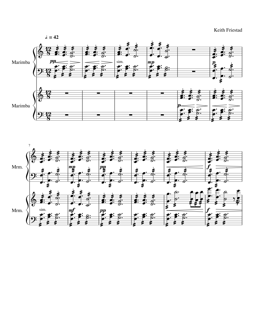 Marimba Duet Sheet music for Marimba (Percussion Duet) | Musescore.com