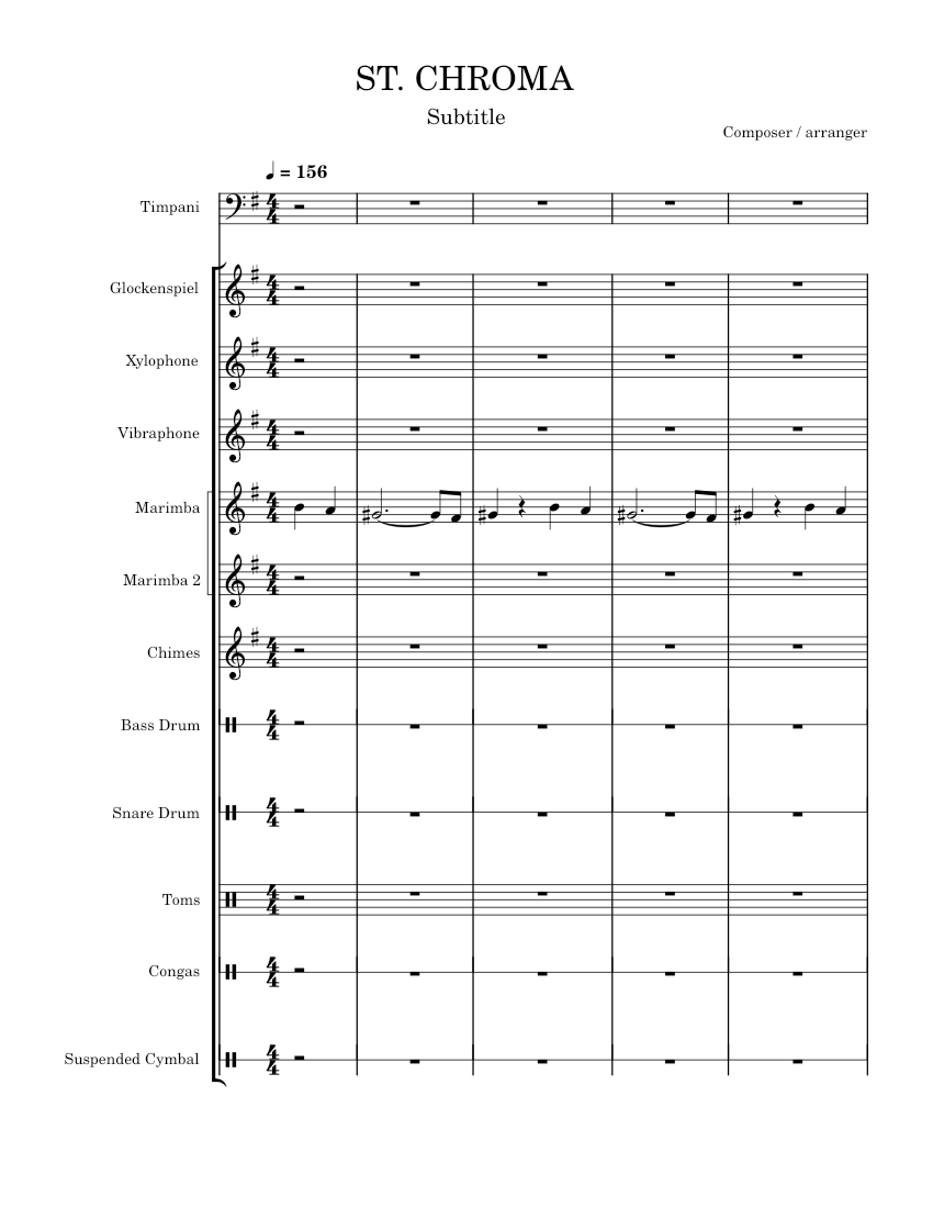 St. Chroma Sheet Music for Timpani, Vibraphone, Glockenspiel, Marimba ...
