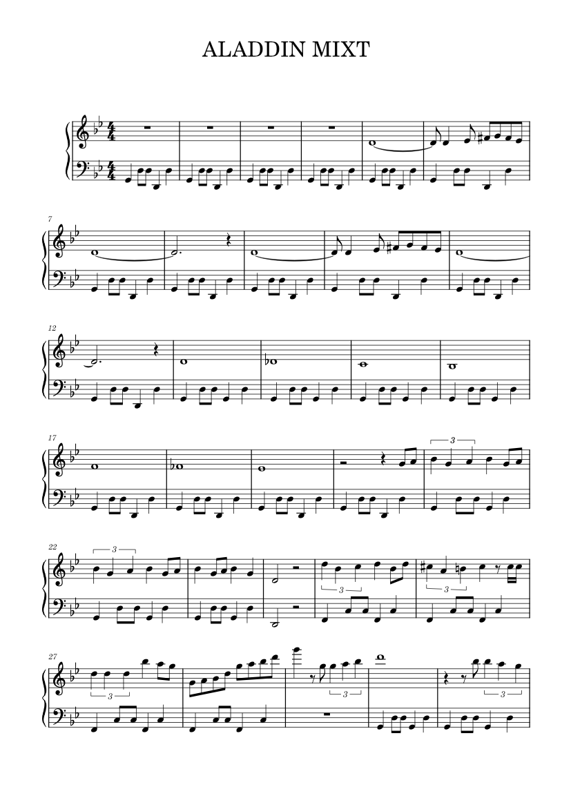 ALADDIN MIXT Sheet music for Piano (Solo) Easy | Musescore.com