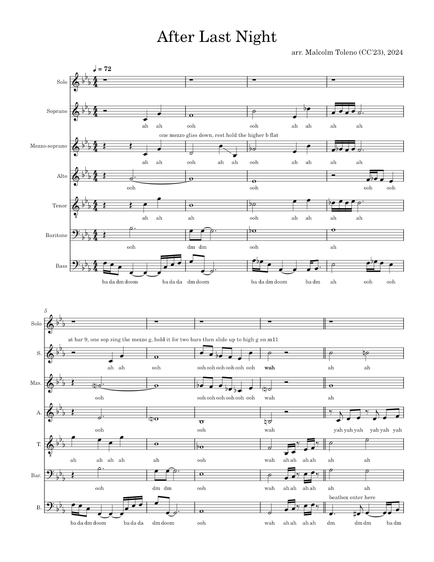 After Last Night Sheet music for Bass guitar, Synthesizer (Mixed ...