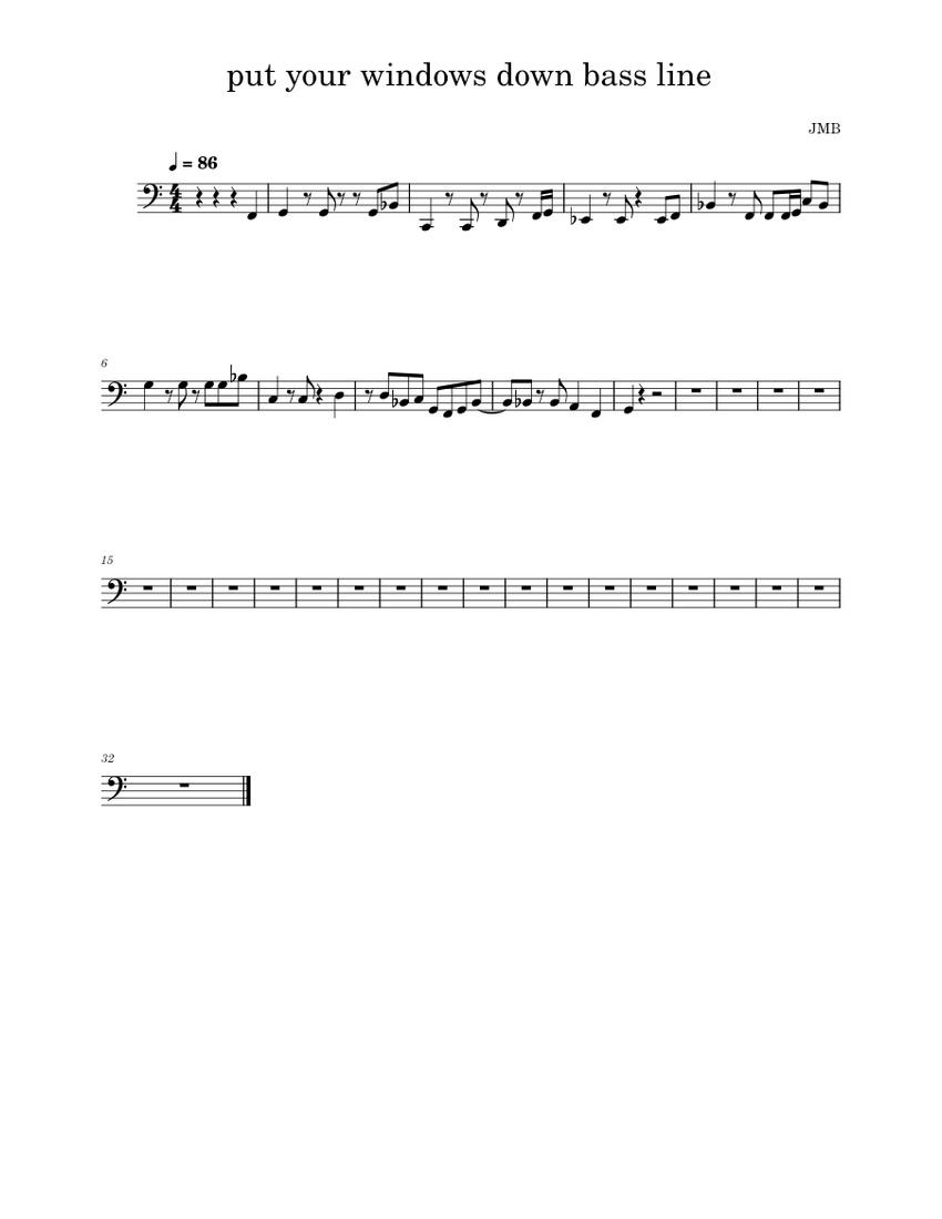 put your windows down bass line Sheet music for Tuba (Solo) | Musescore.com