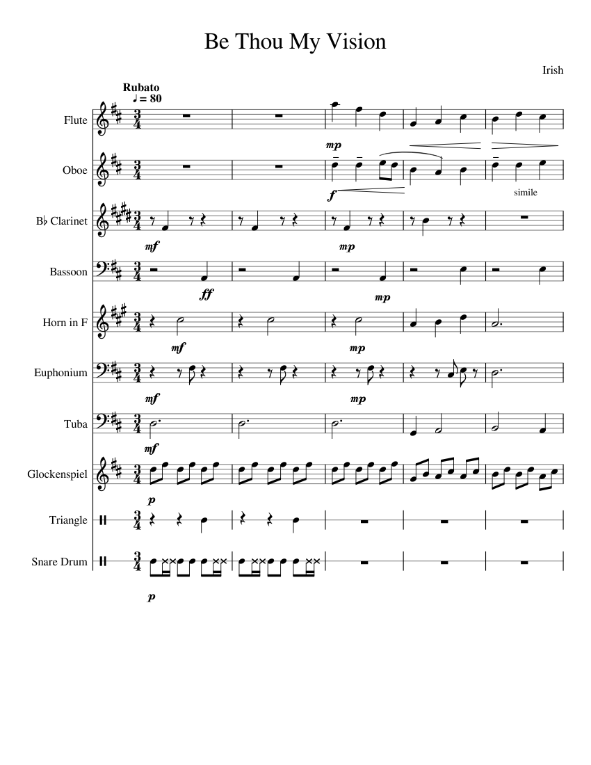 Be Thou My Vision Sheet music for Euphonium, Tuba, Flute, Oboe & more ...