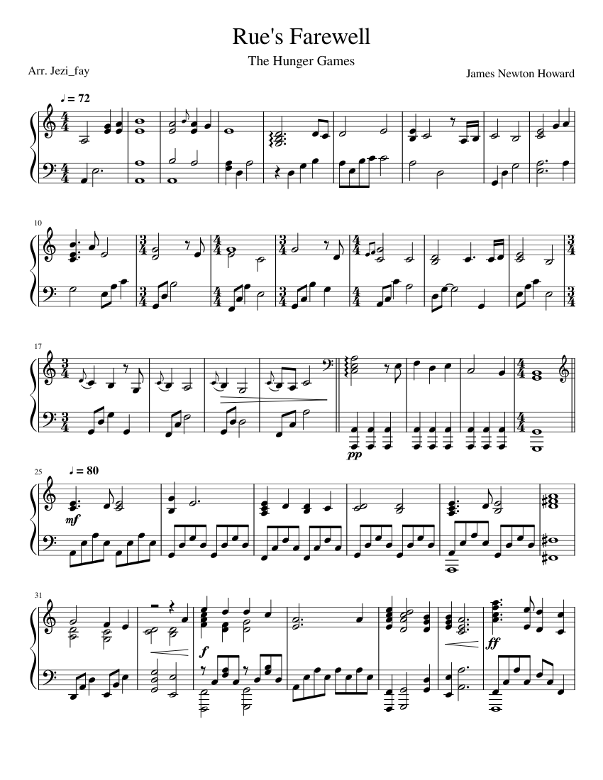 Rue's Farewell Sheet music for Piano (Solo) | Musescore.com