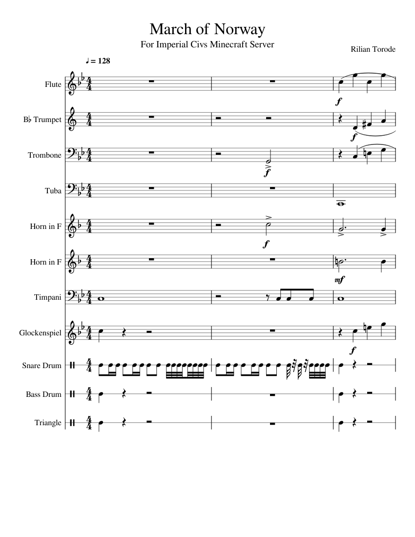 March of Norway Sheet music for Trombone, Tuba, Flute, Trumpet in b ...