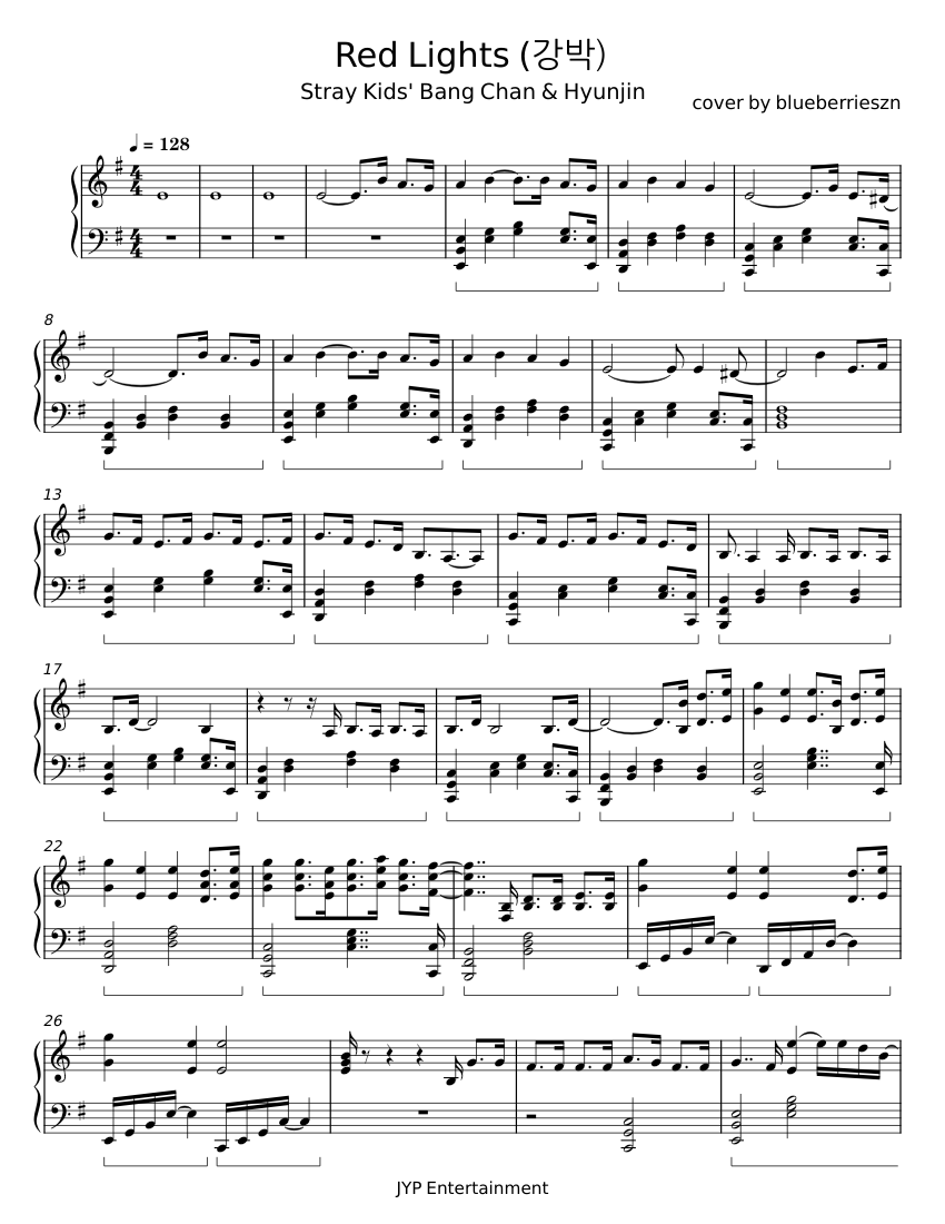 RED LIGHTS (강박) - Stray Kids (스트레이 키즈) Sheet Music for Piano (Piano Duo ...