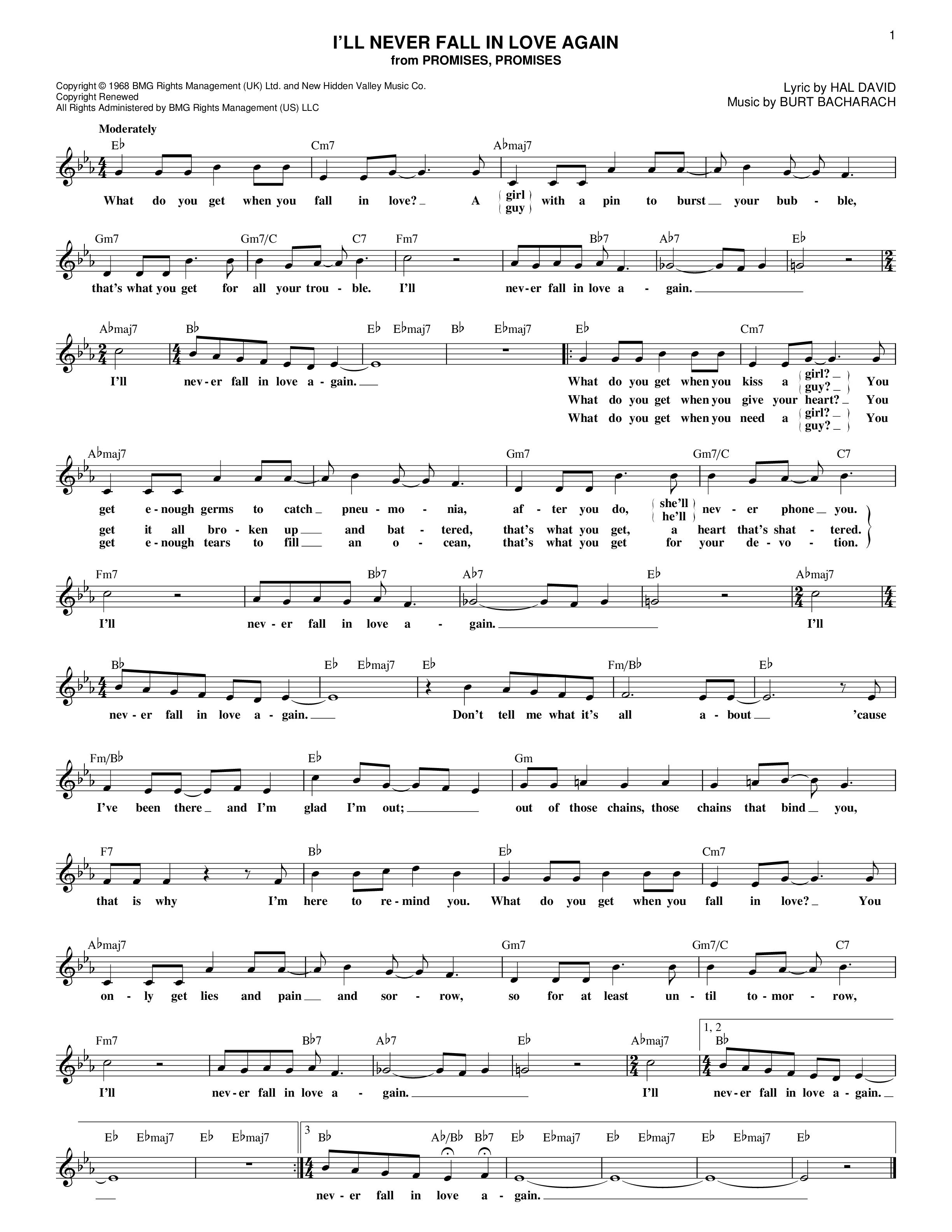 Play Official version of I'll Never Fall In Love Again Sheet Music by ...
