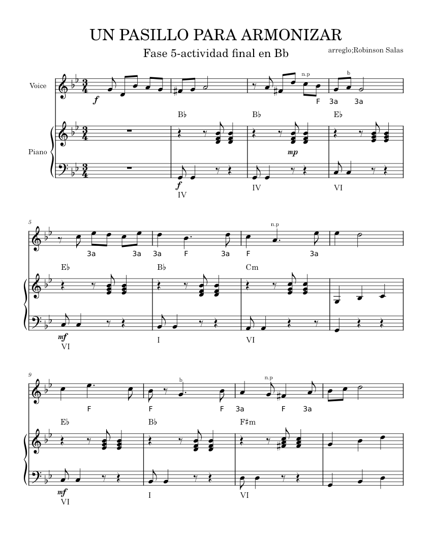 pasillo – robinsonsalas Sheet Music with Chords for Piano, Voice (other ...