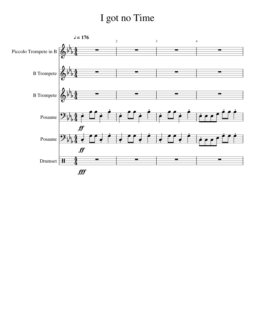 I got no Time Sheet music for Trombone, Trumpet piccolo, Trumpet in b ...