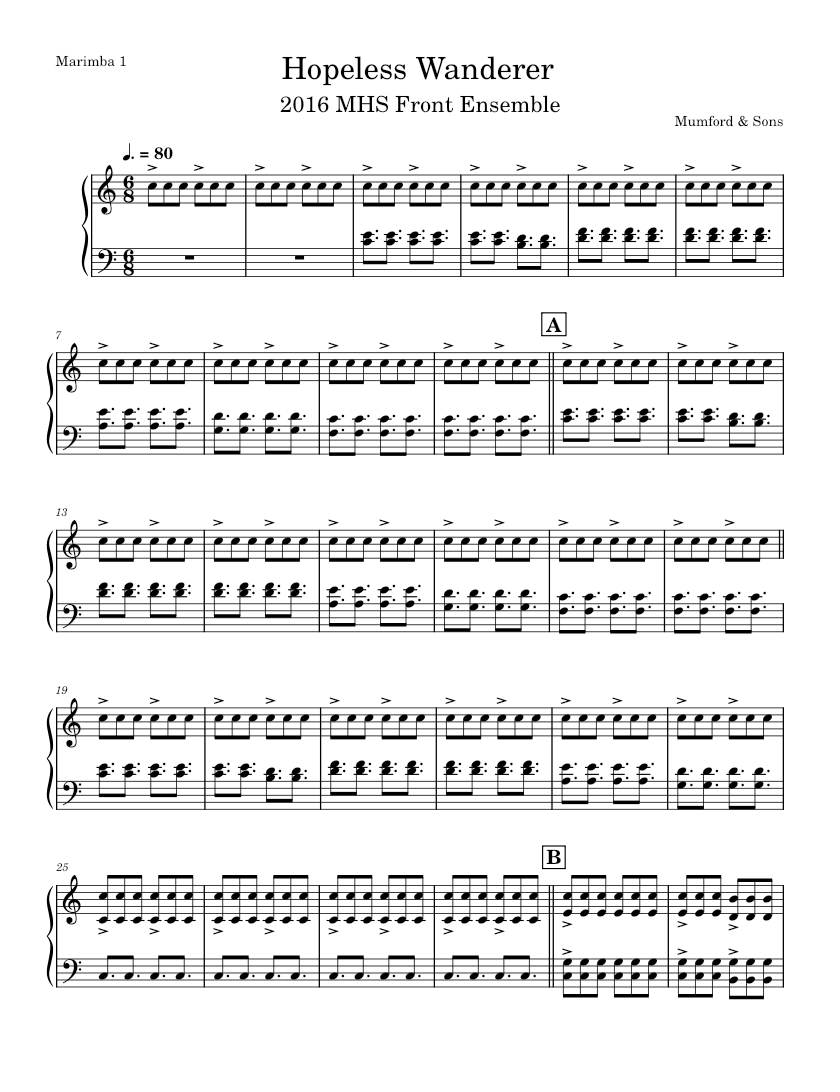 Hopeless wanderer – Mumford & Sons Hopeless Wanderer - (Marimba) Sheet ...