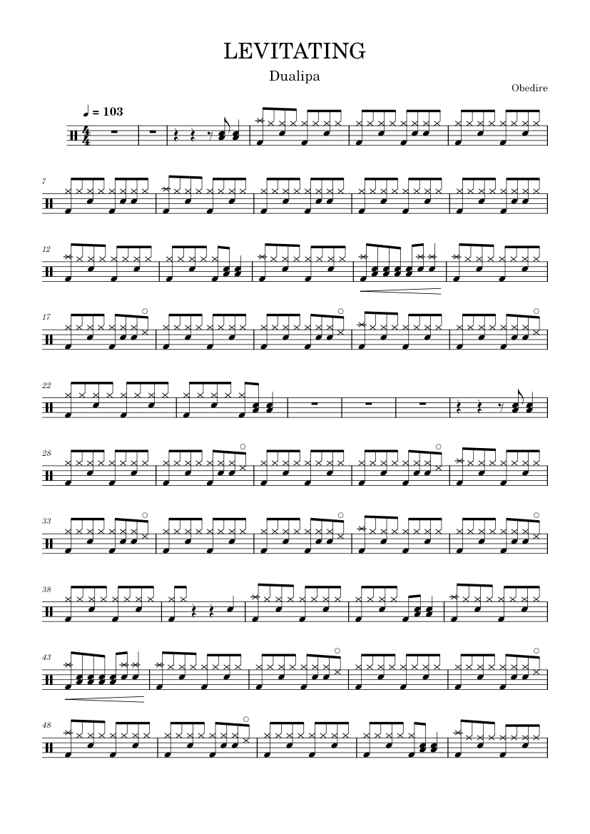 Levitating - Dualipa Sheet Music for Drum group (Solo) | MuseScore.com