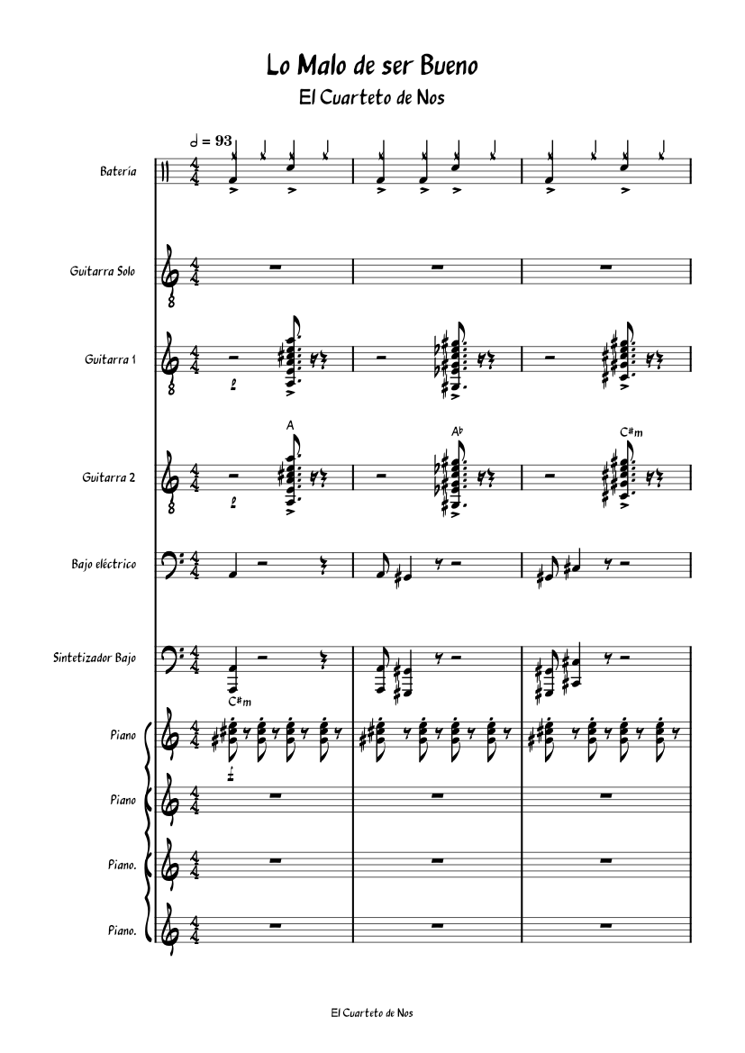 Lo malo de ser bueno – El Cuarteto de Nos Instrumental Sheet music for ...
