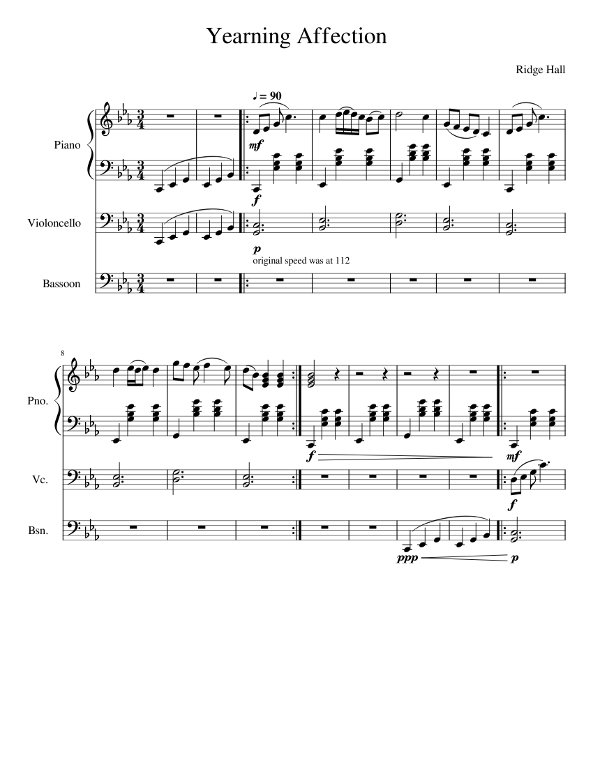 Yearning Affection Sheet music for Piano, Bassoon, Cello (Mixed Trio ...
