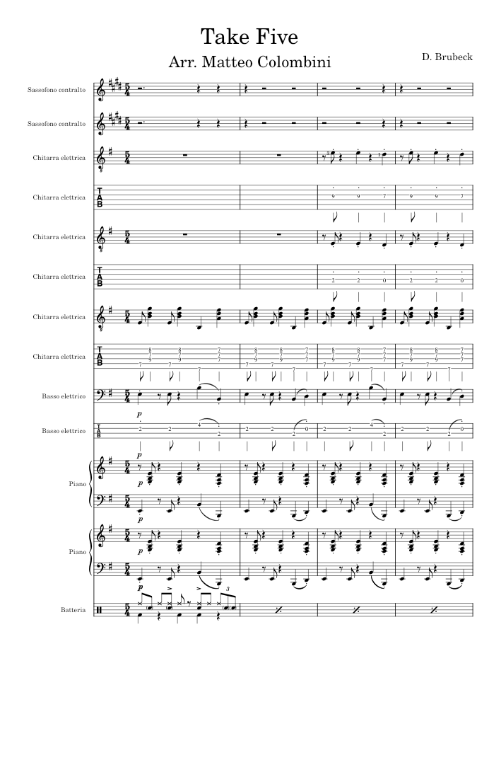 Take Five – The Dave Brubeck Quartet Take Five Sheet music for Piano ...