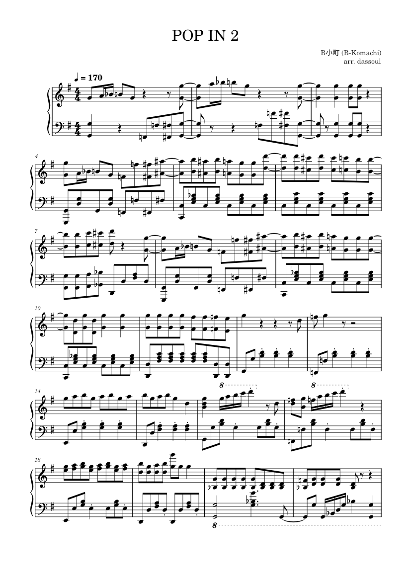 POP IN 2 – B-Komachi Sheet music for Piano (Solo) | Musescore.com