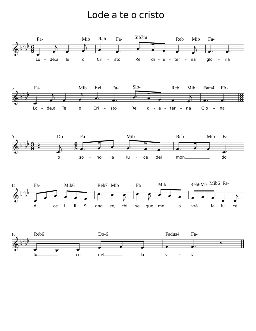 Lode a te o cristo Sheet music for Synthesizer (Solo) | Musescore.com