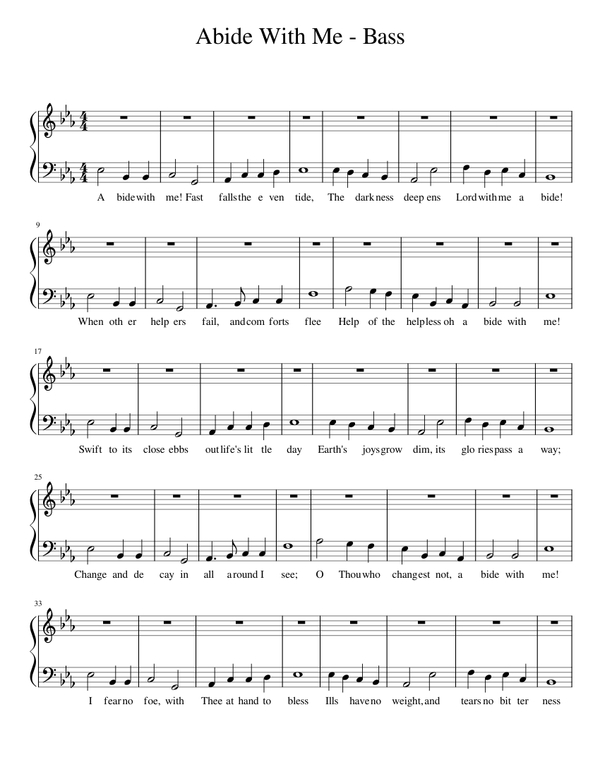 Abide With Me - Bass Sheet music for Piano (Solo) | Musescore.com