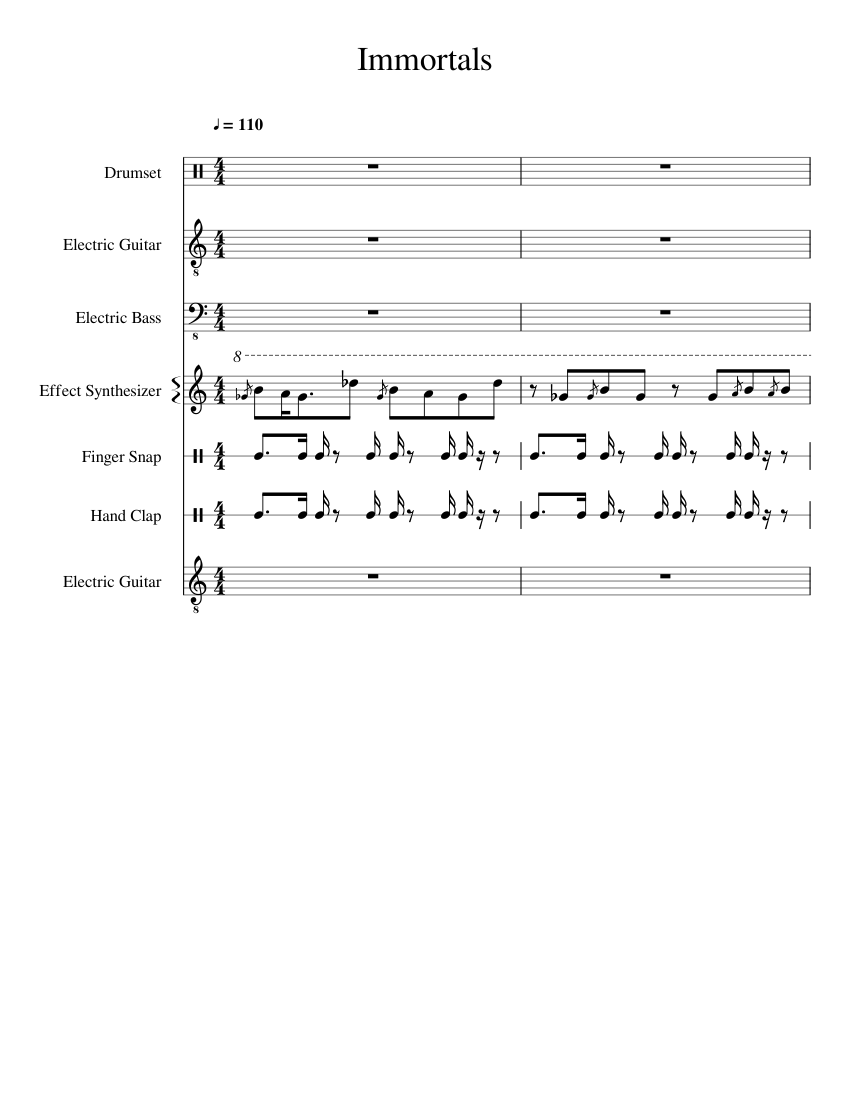 Fall Out Boy/Big Hero 6 Immortals (Instrumental) Sheet music for Guitar ...