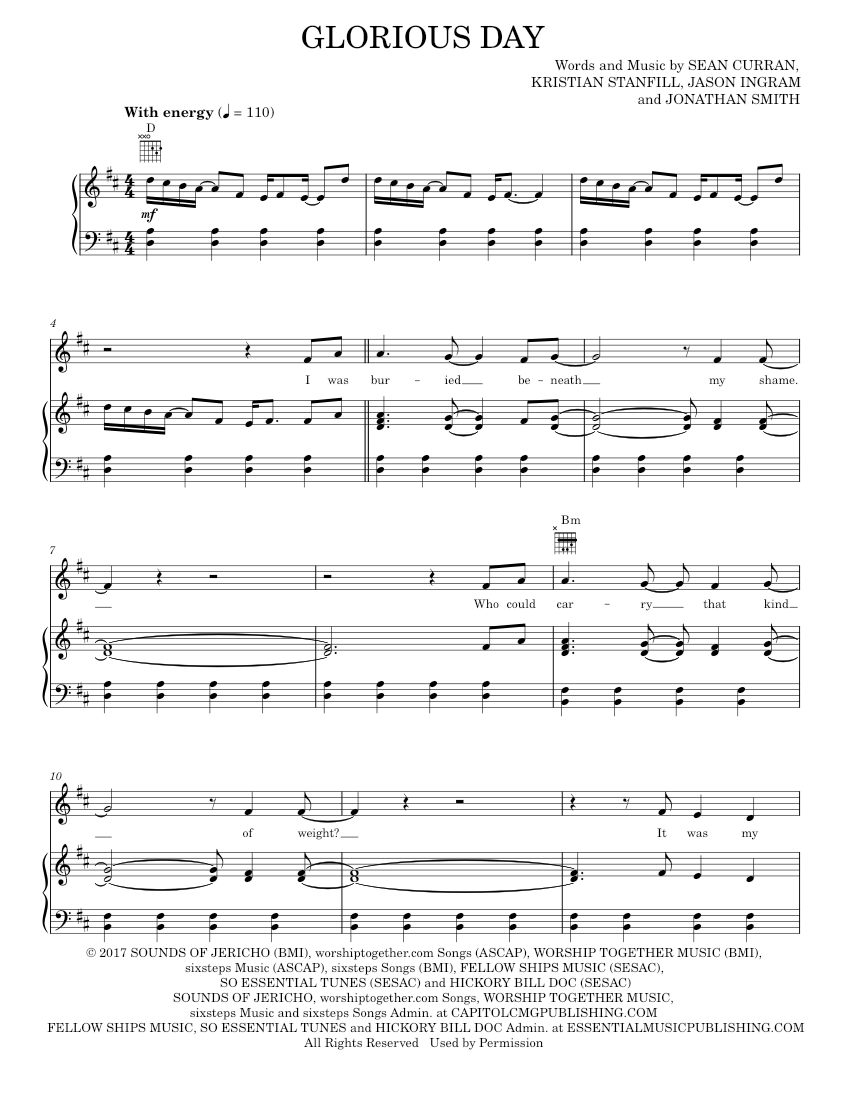 Glorious Day Sheet music for Piano, Vocals by Passion Kristian Stanfill Official | MuseScore.com