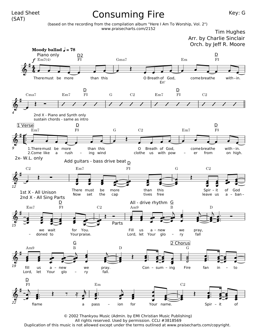 Consuming Fire - Tim Hughes Sheet Music with Chords for Piano (Solo ...