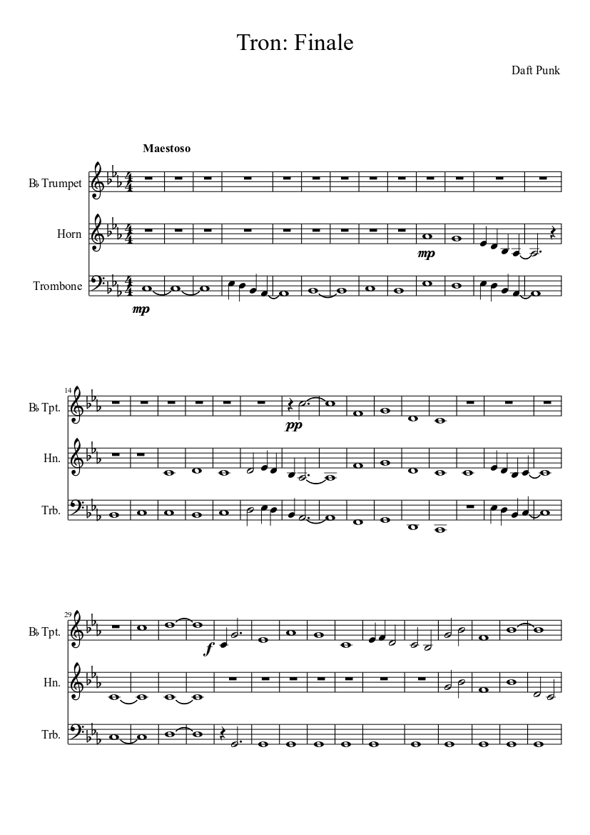 Tron: Finale Sheet music for Trombone, Trumpet other (Brass Duet ...