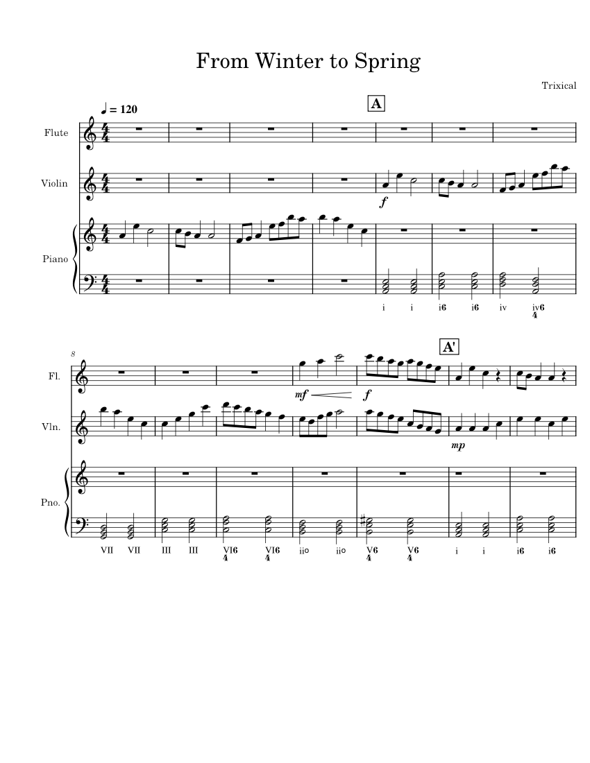 From Winter to Spring Original Score Sheet music for Piano, Flute ...