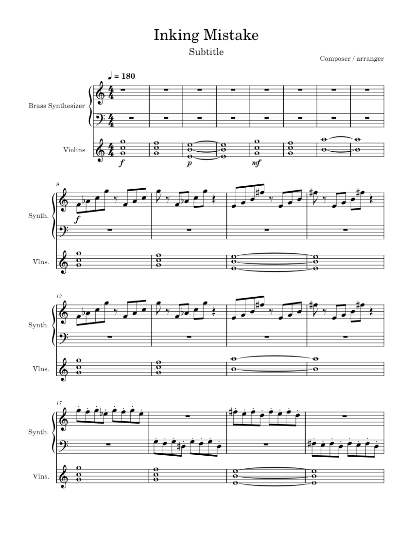 Inking Mistake (WIP) Sheet music for Strings group, Brass group (Mixed ...