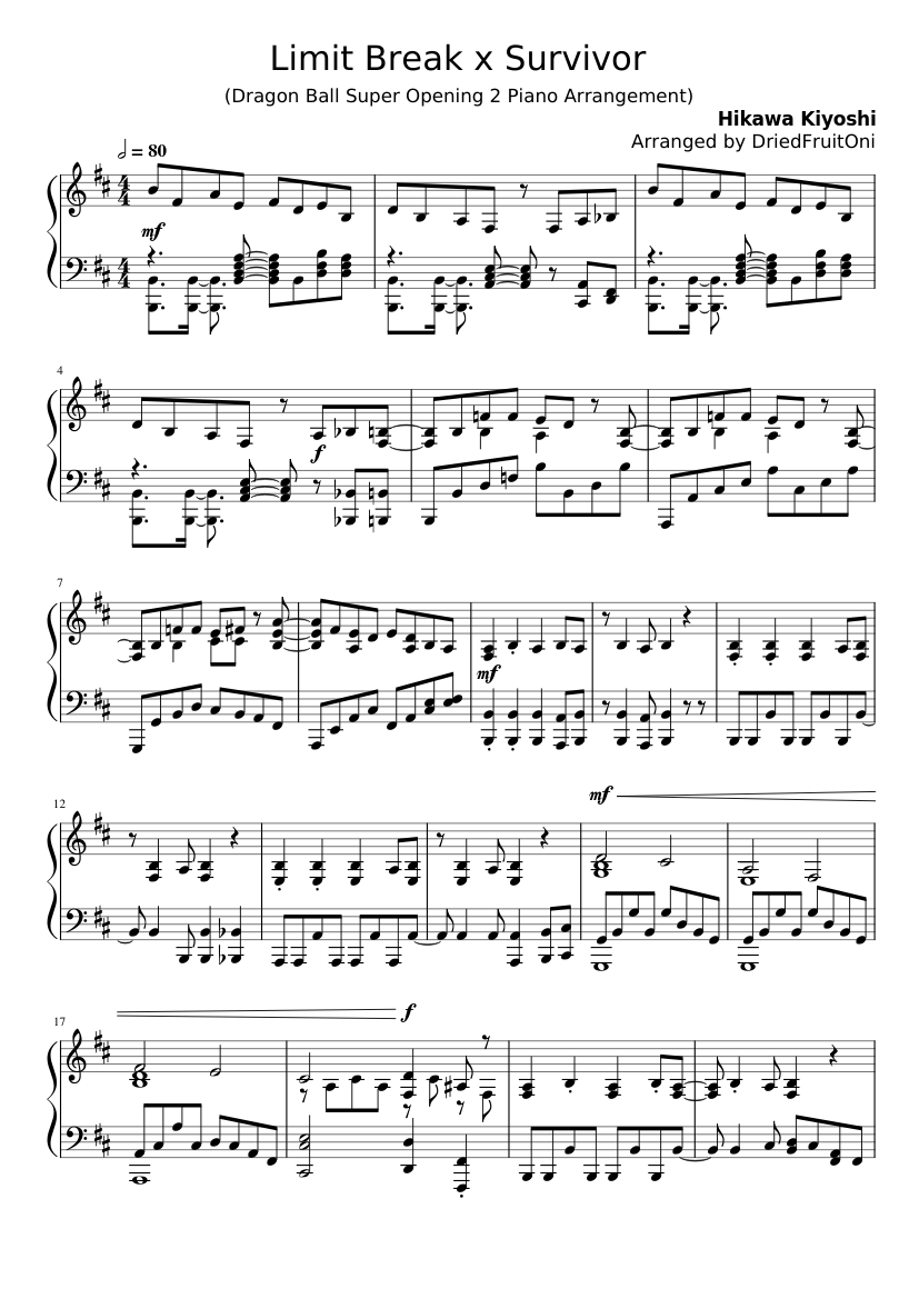 Limit break x Survivor – Kiyoshi Hiwaka Sheet music for Piano (Solo ...